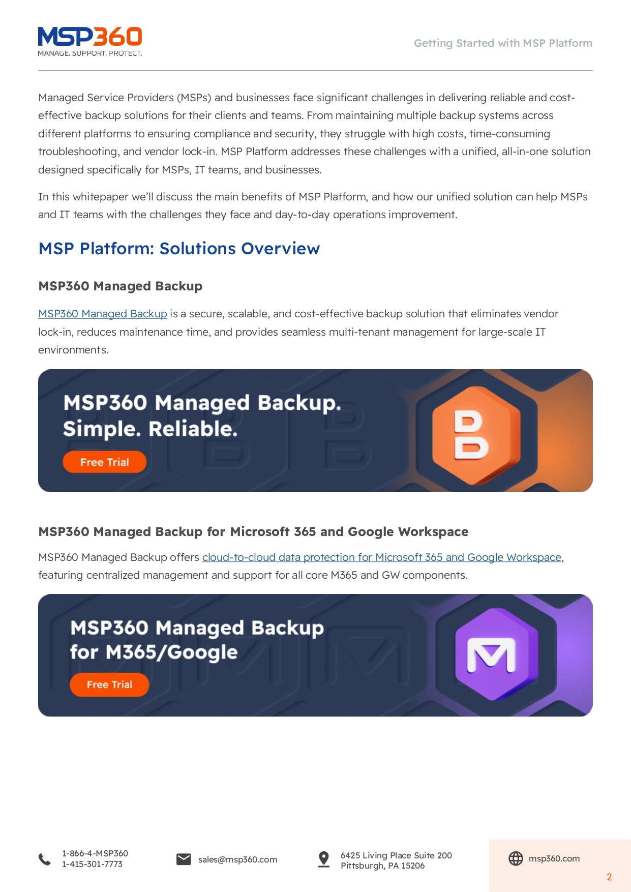 Getting Started with MSP360 Platform